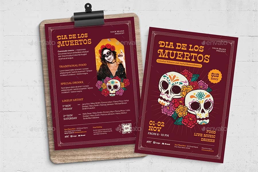 Dia De Los Muertos Flyer Template, Print Templates | GraphicRiver
