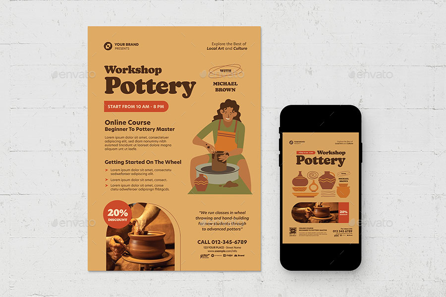 Pottery Class Flyer Template, Print Templates | GraphicRiver