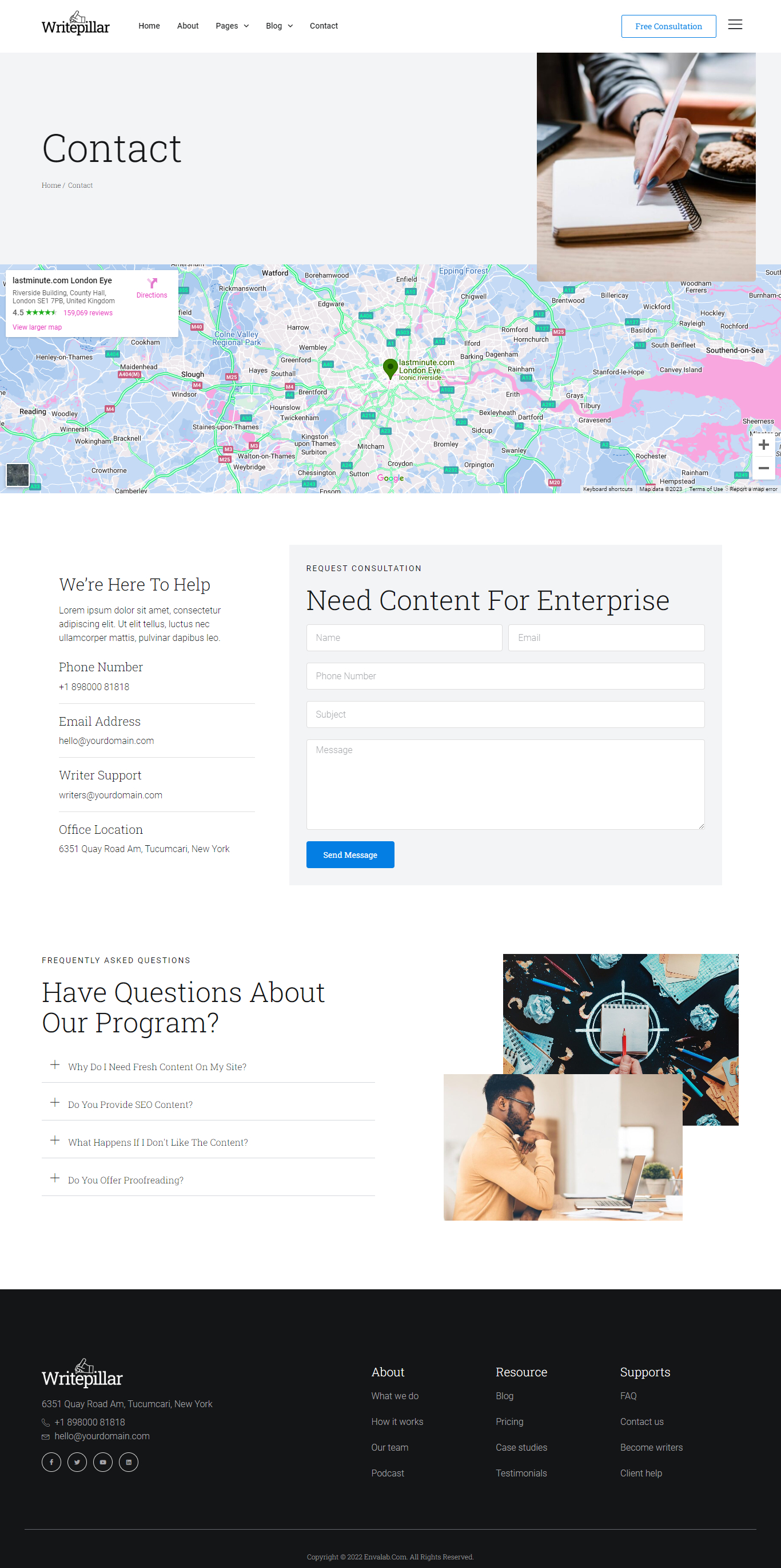Writepillar - Content Writing Services Elementor Template Kit by envalab