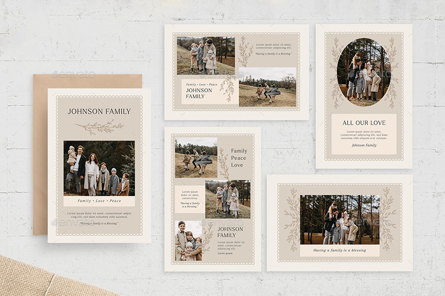 Autumn Family Photo Card Set, Print Templates | GraphicRiver
