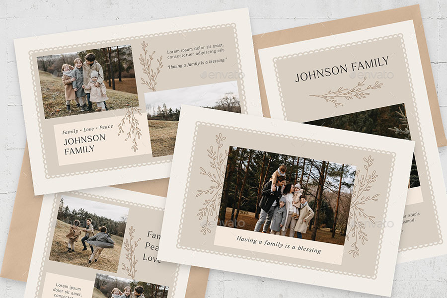 Autumn Family Photo Card Set, Print Templates | GraphicRiver