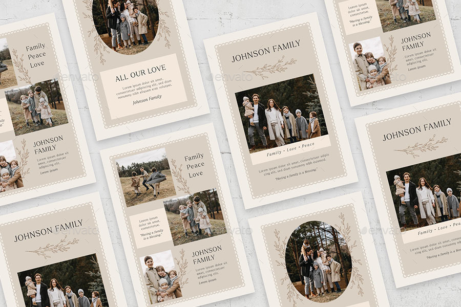 Autumn Family Photo Card Set, Print Templates | GraphicRiver