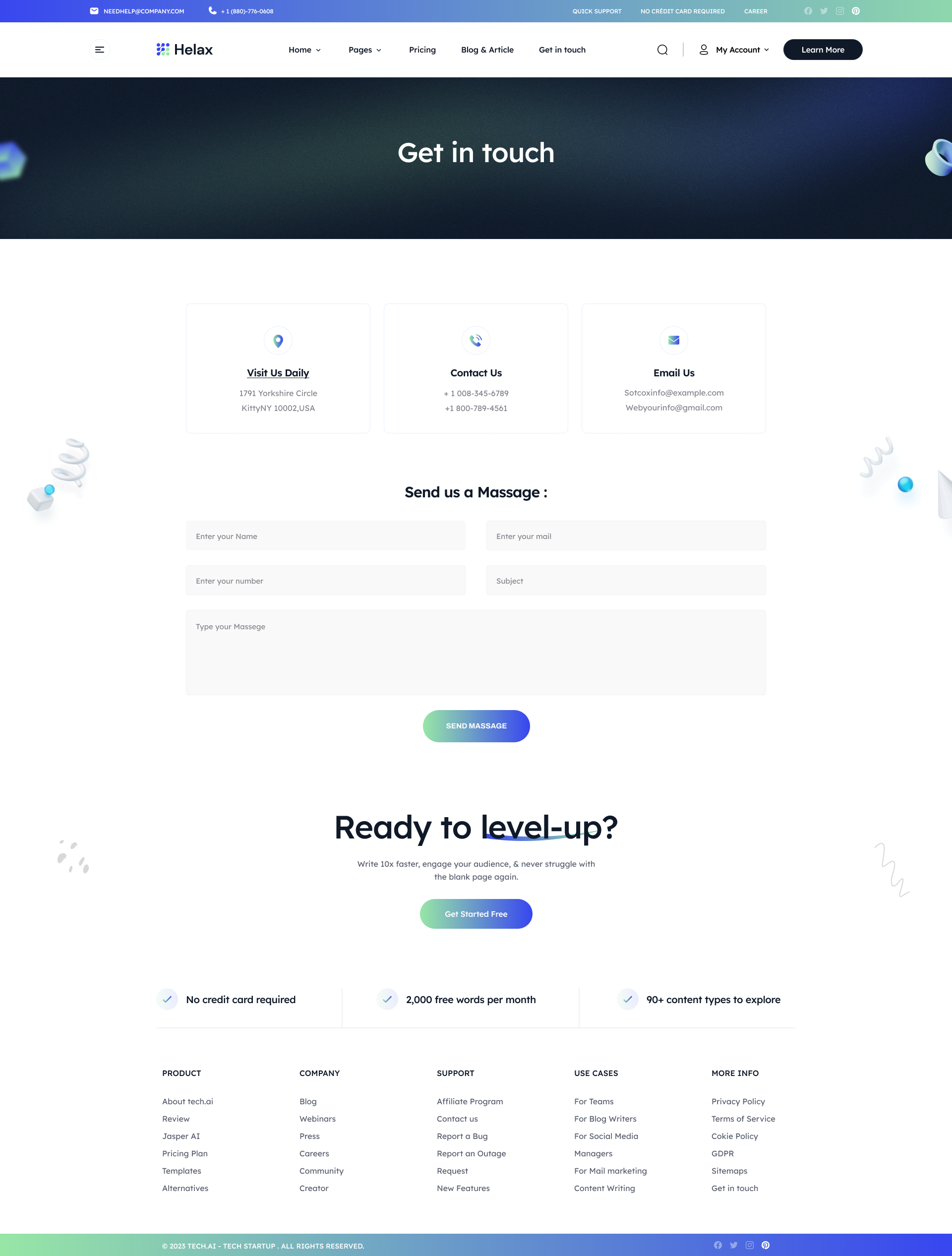 Helax - Tech Startup Landing Page Figma Template by Ontech_Pin | ThemeForest