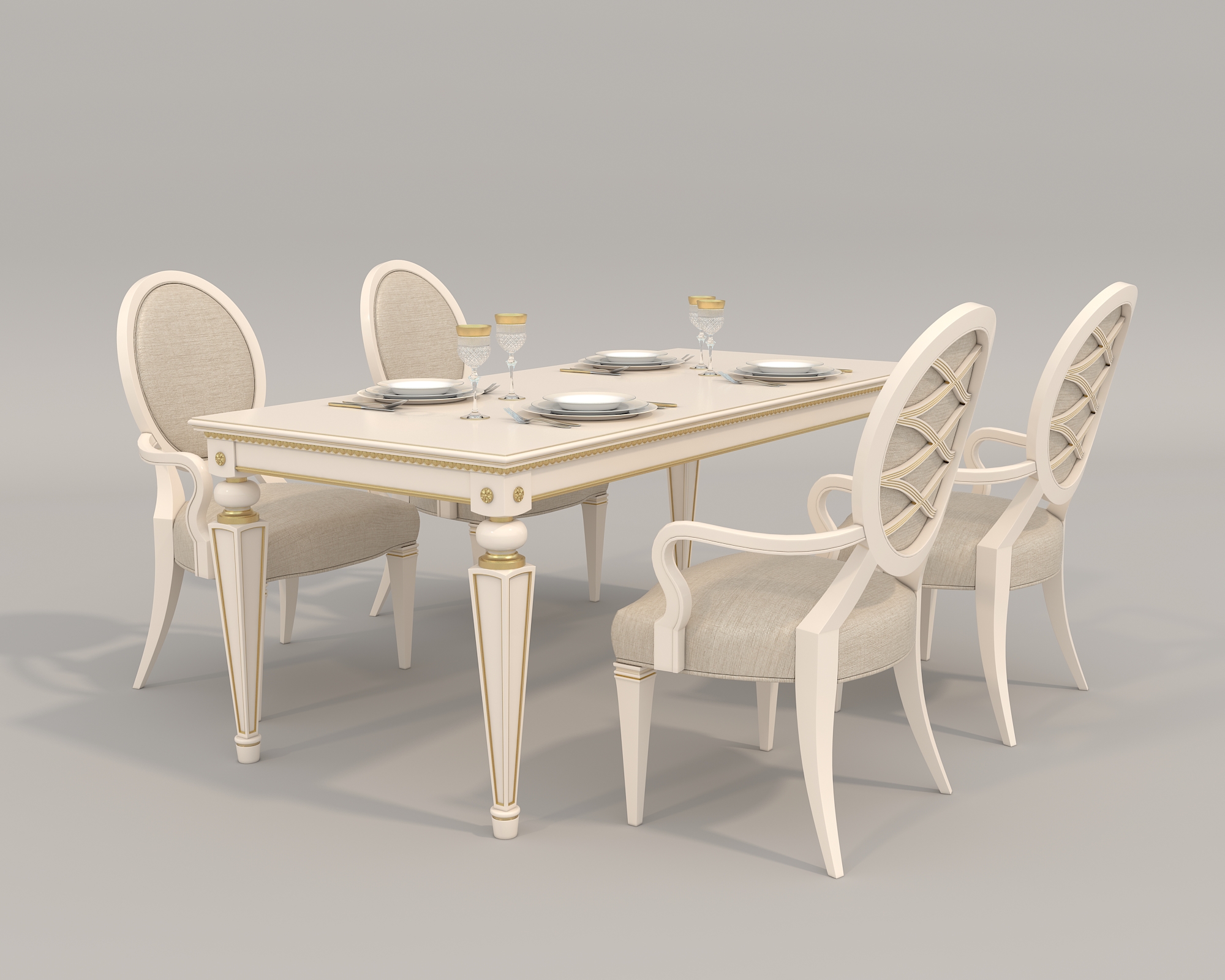 European Style Dining Table and Chairs 20 by nhattuankts | 3DOcean