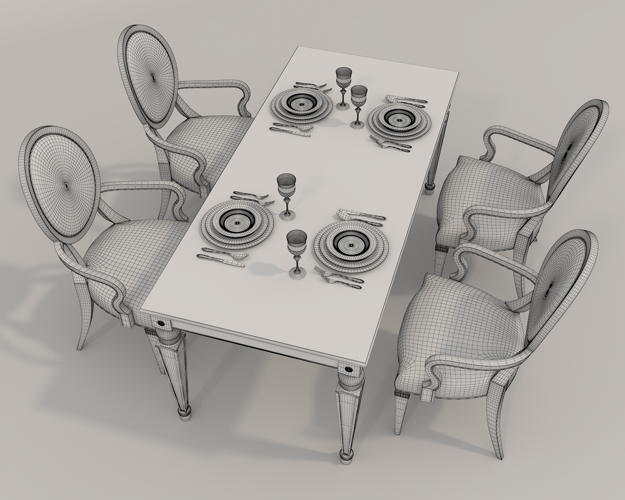 European Style Dining Table and Chairs 20 by nhattuankts | 3DOcean