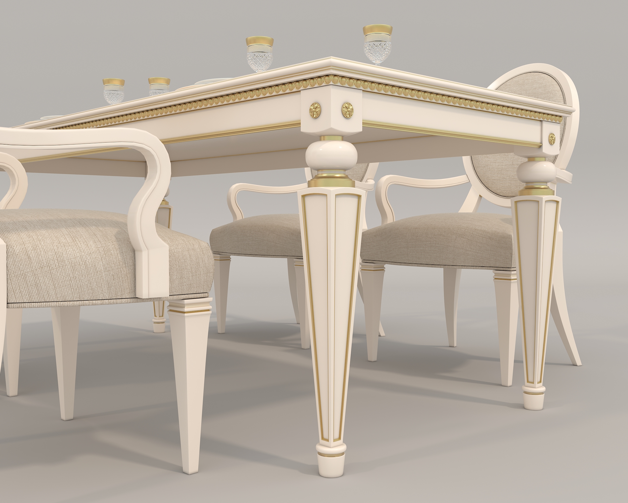 European Style Dining Table and Chairs 20 by nhattuankts | 3DOcean