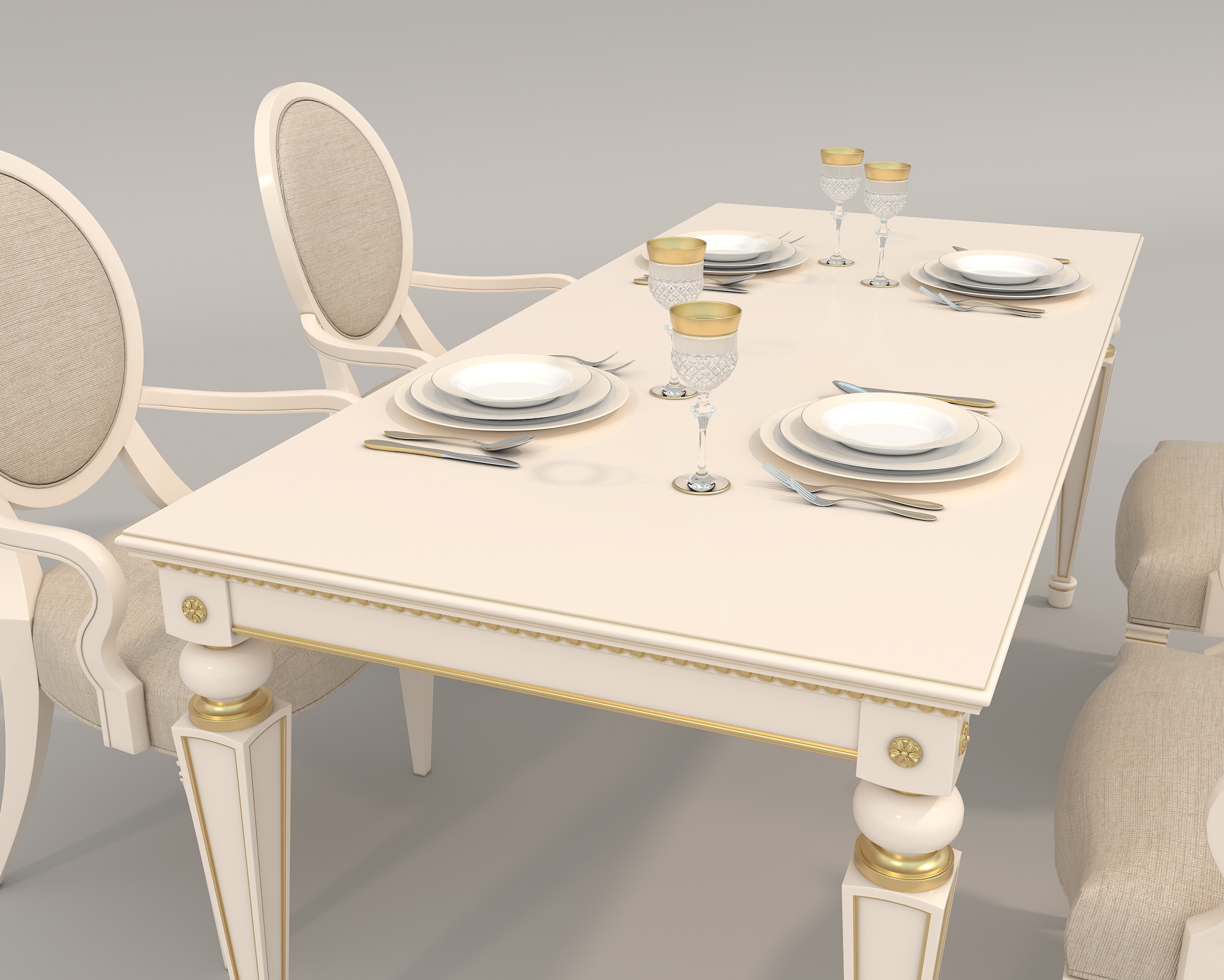 European Style Dining Table and Chairs 20 by nhattuankts | 3DOcean