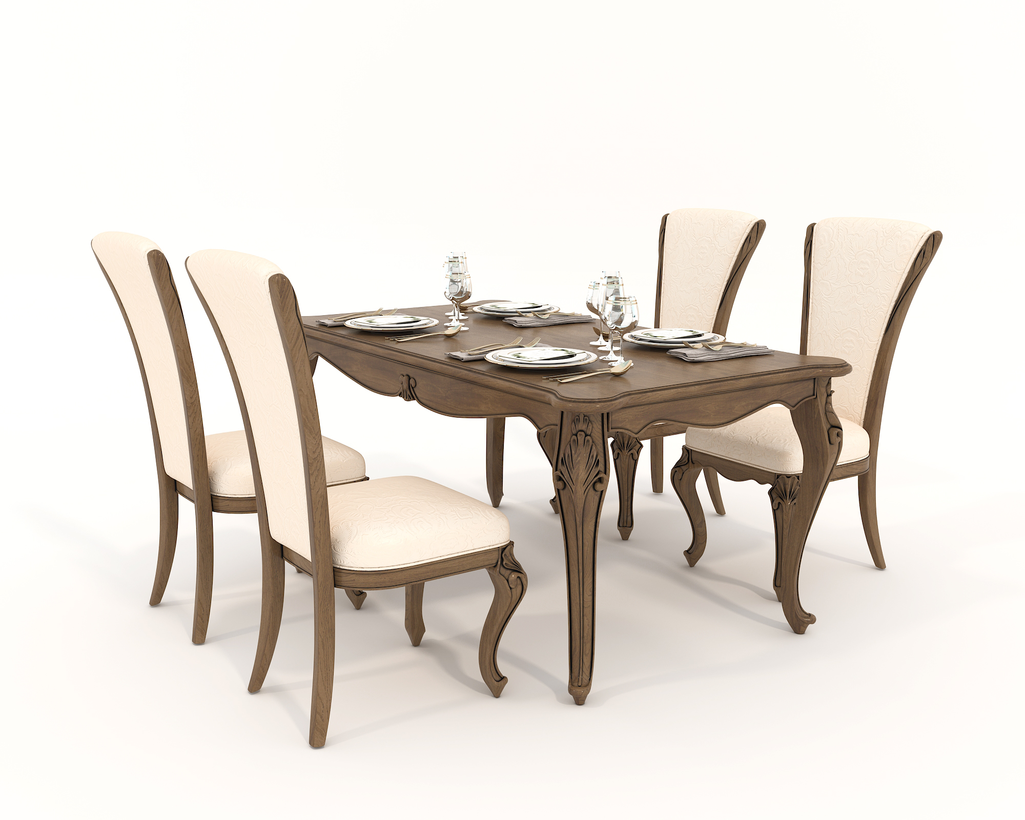 European Style Dining Table and Chairs 21 by nhattuankts | 3DOcean
