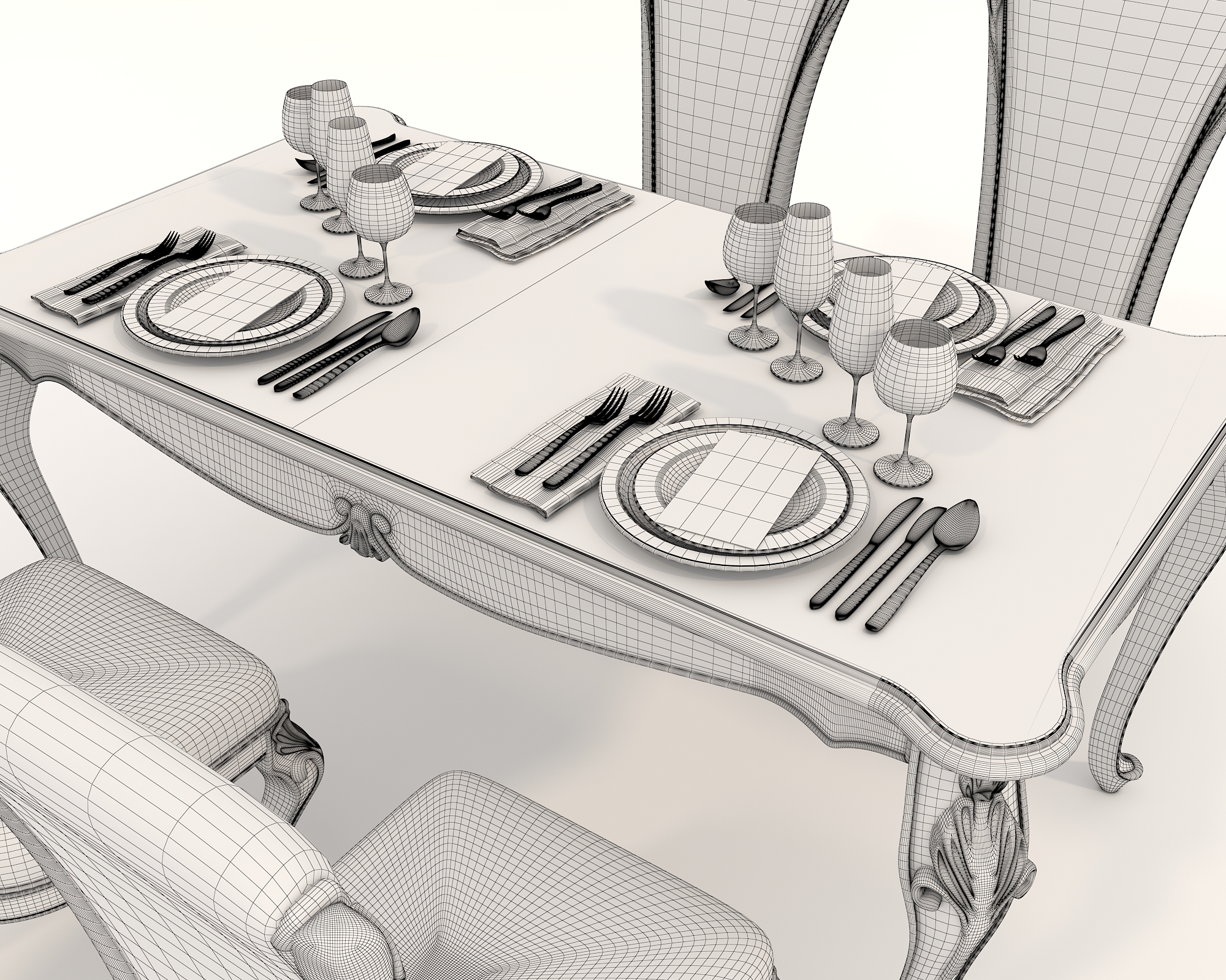 European Style Dining Table and Chairs 21 by nhattuankts | 3DOcean