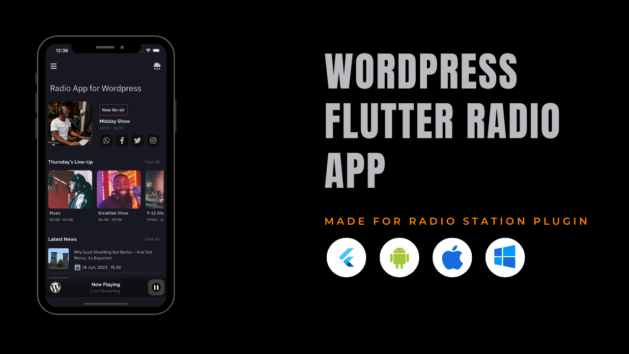 WordPress Flutter Radio App by mokhutsoane | CodeCanyon