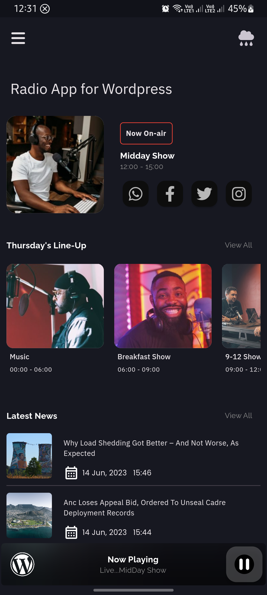 WordPress Flutter Radio App by mokhutsoane | CodeCanyon