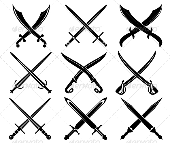 Set of Heraldic Swords and Sabers by VectorTradition | GraphicRiver