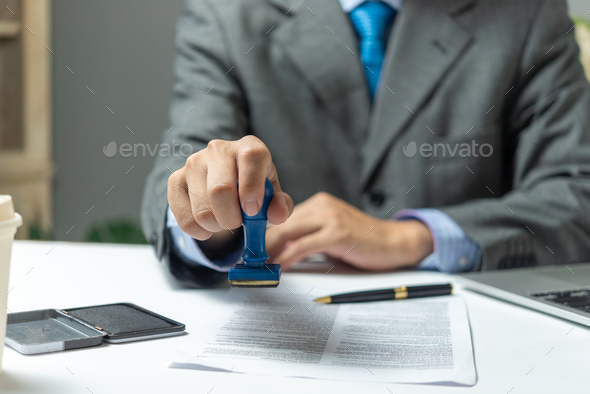 Signing approval record documents stamp confirmation occupation ...