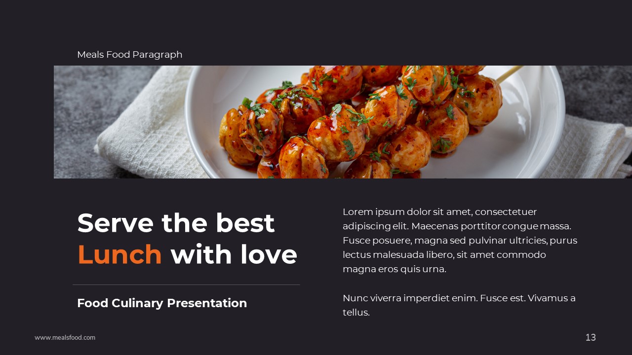 Meals Food Presentation PowerPoint Template, Presentation Templates