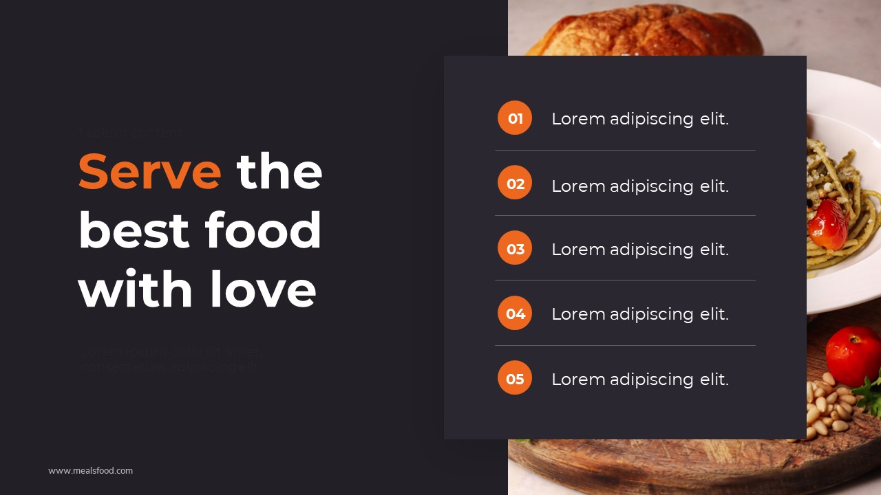 Meals Food Presentation PowerPoint Template, Presentation Templates