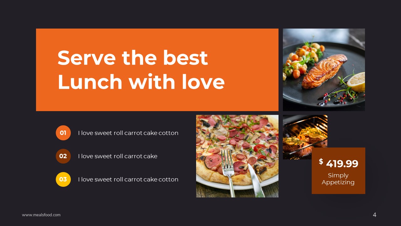 Meals Food Presentation PowerPoint Template, Presentation Templates