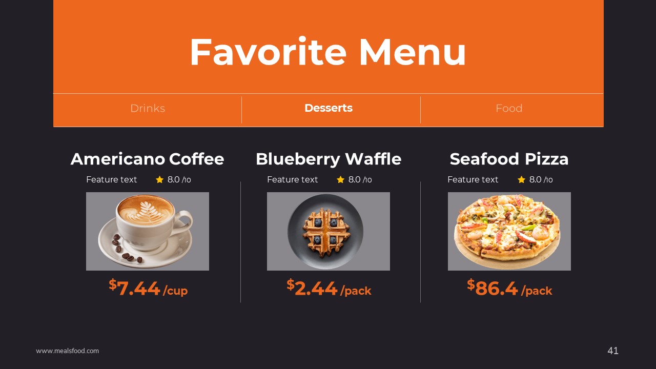 Meals Food Presentation PowerPoint Template, Presentation Templates