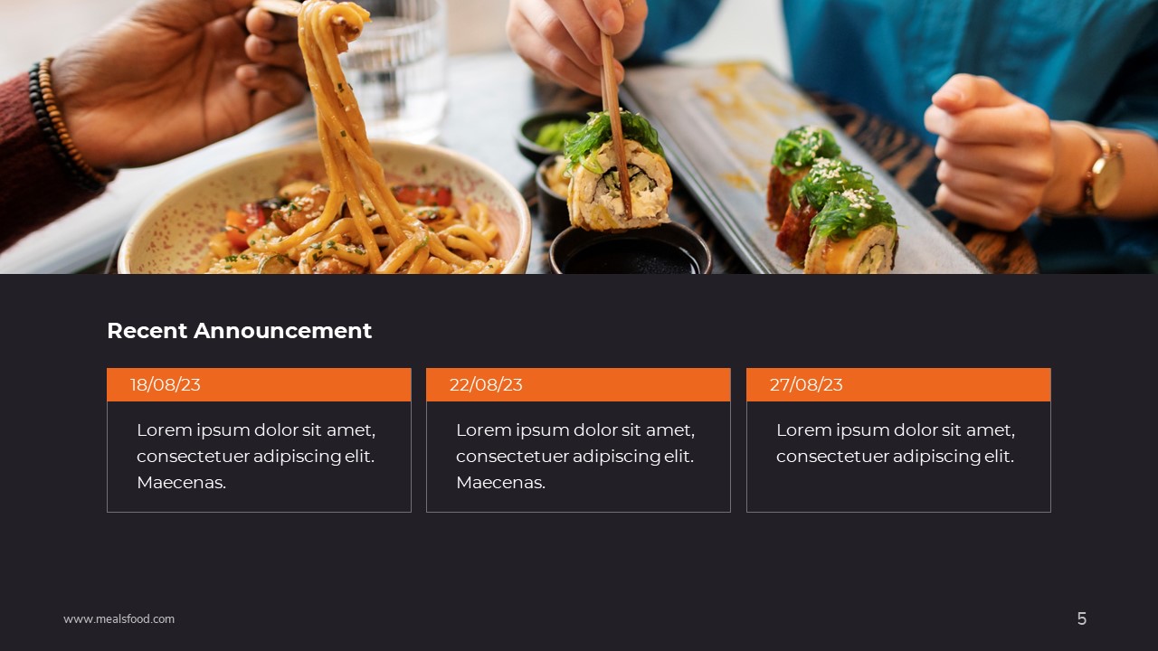 Meals Food Presentation PowerPoint Template, Presentation Templates