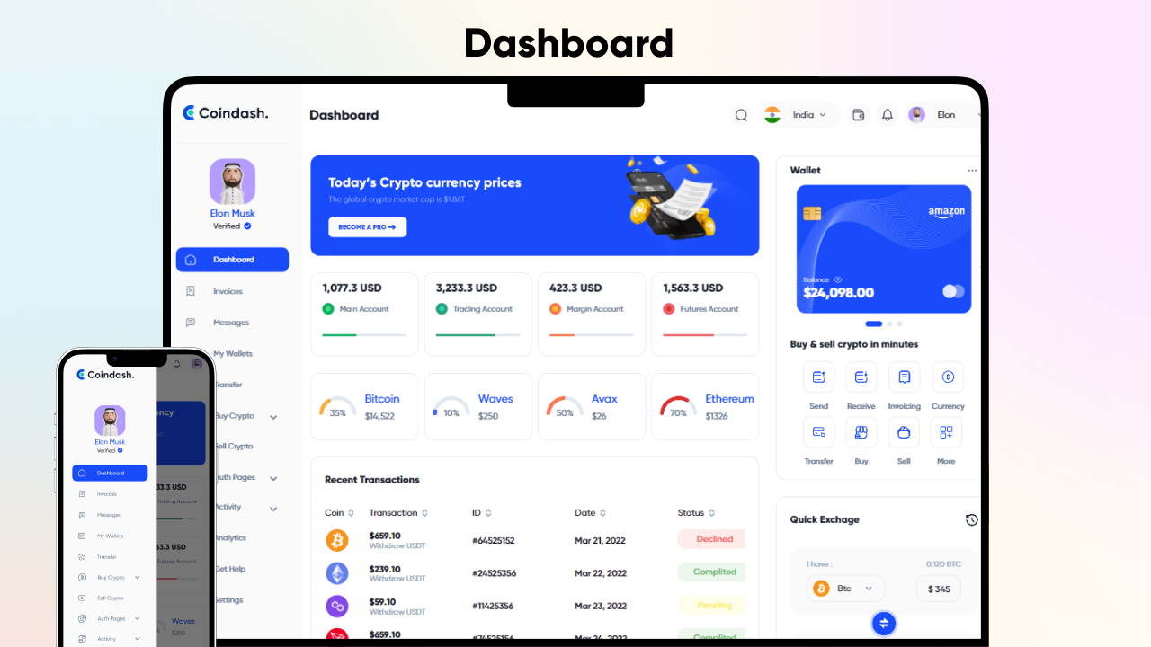 Coindash - Crypto Trading Admin Dashboard | Flutter Admin | Bank | FinPay | Finance | Digital ...