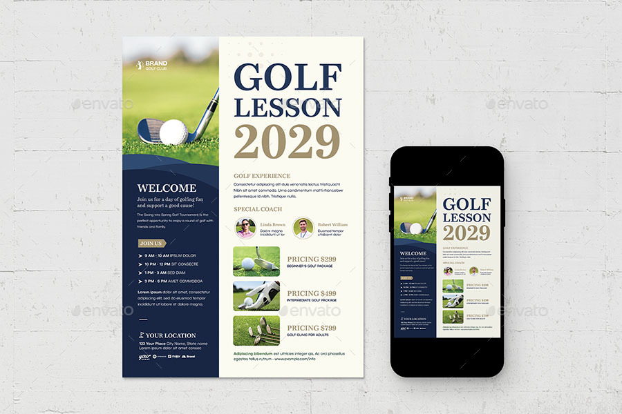 Golf Lesson Flyer Template, Print Templates | GraphicRiver
