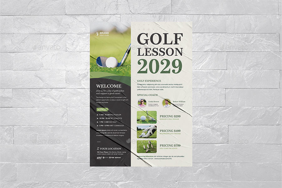 Golf Lesson Flyer Template, Print Templates | GraphicRiver