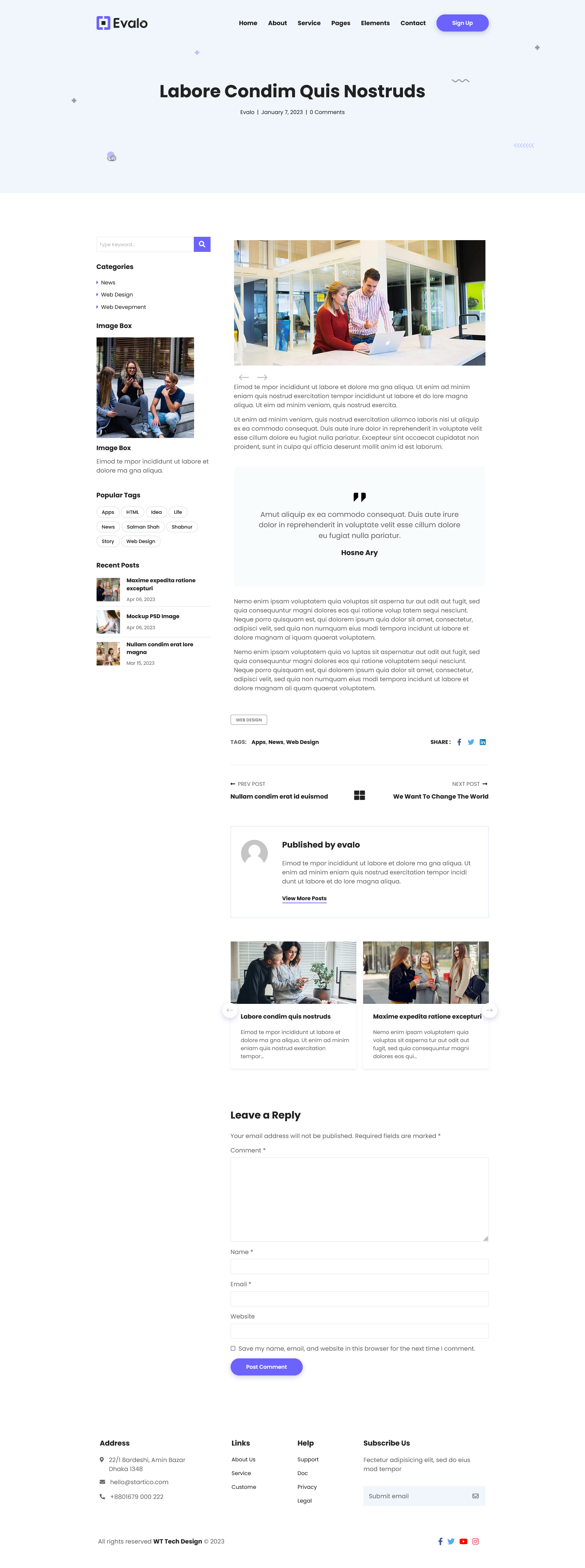 Evalo - Minimal SaaS Startup & Agency WordPress Theme by wttechdesign