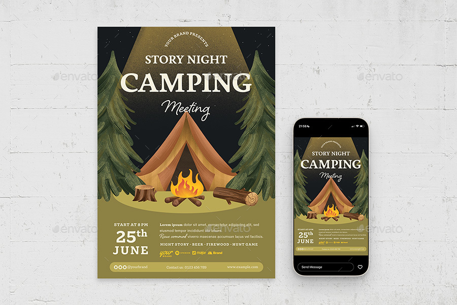 Camping Flyer Template, Print Templates | GraphicRiver