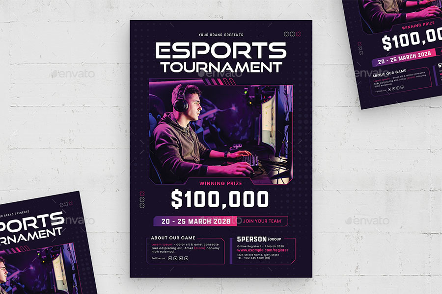 Gaming Flyer Template, Print Templates | GraphicRiver