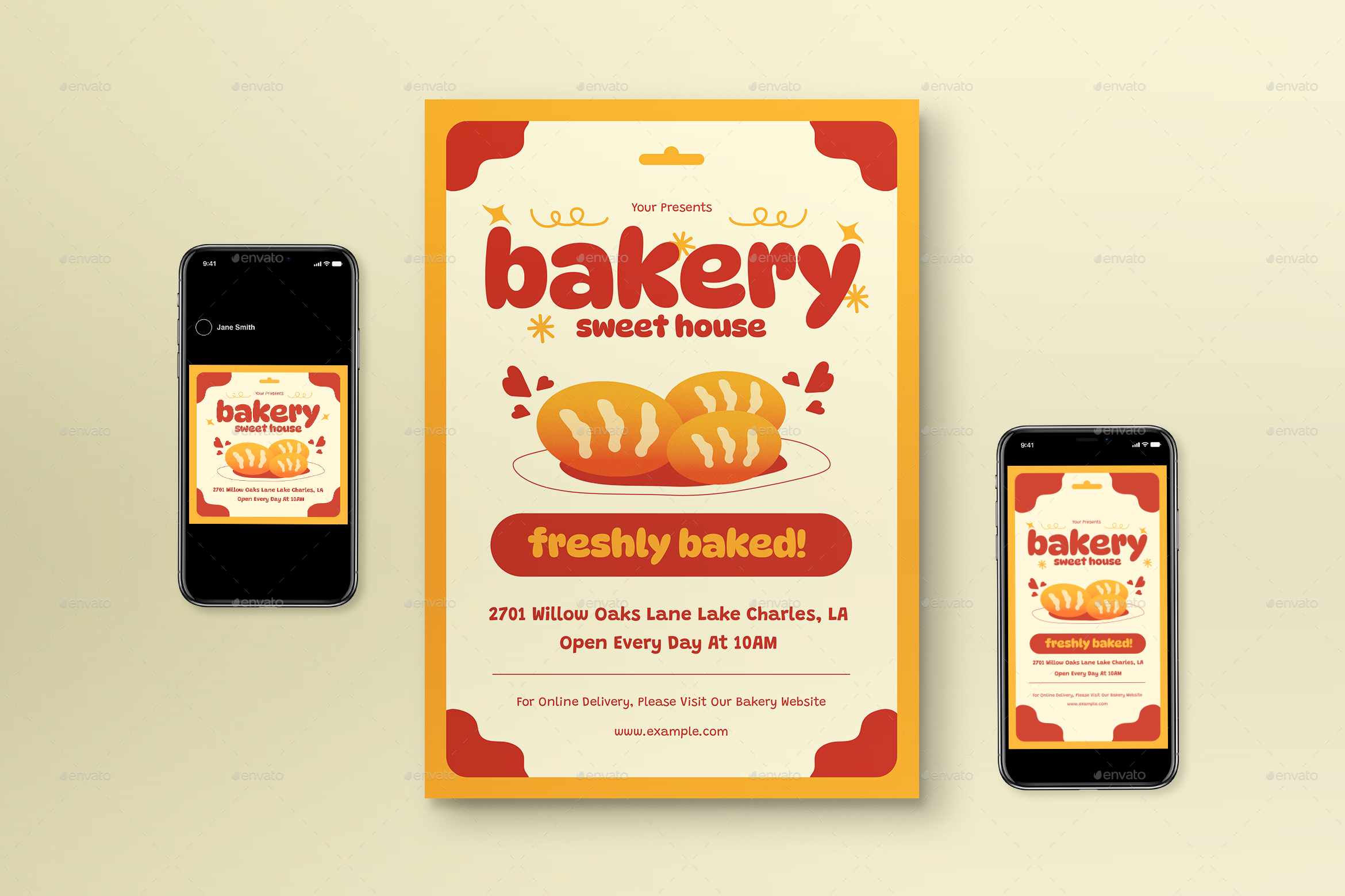 Brown Handmade Bakery House Flyer Set, Print Templates | GraphicRiver
