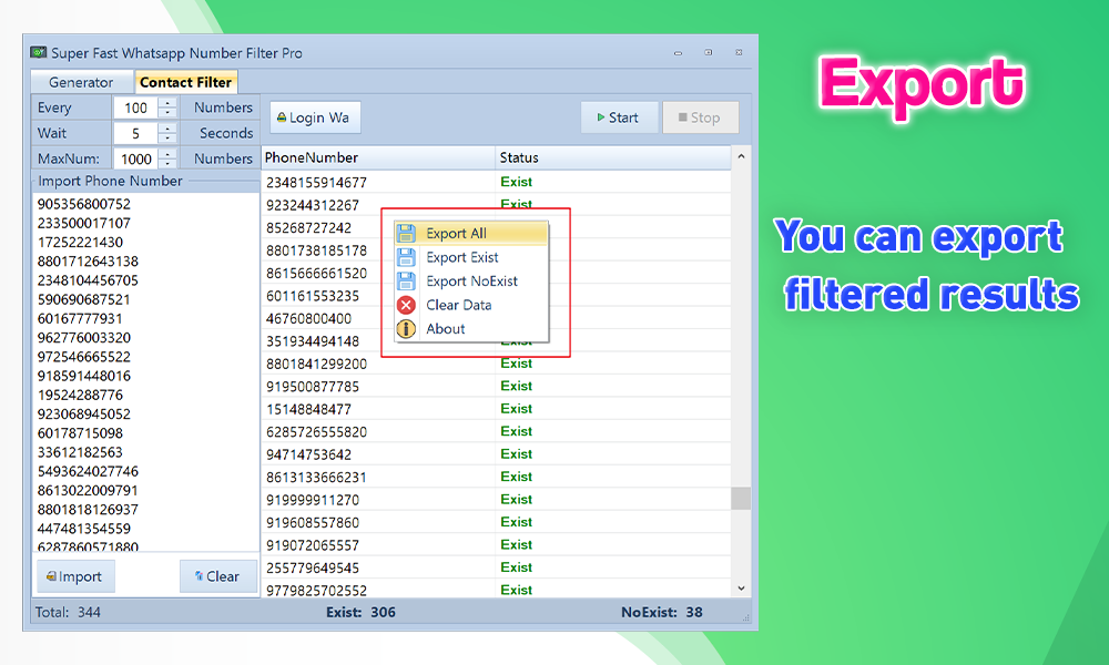 Super Fast Whatsapp Numbers Filter Pro-Full Reseller by PowerMagic