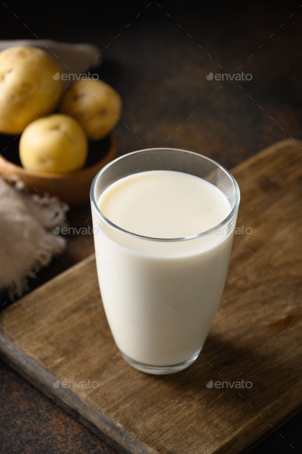 Vegan potato milk and potato. Plant based milk replacer and lactose ...