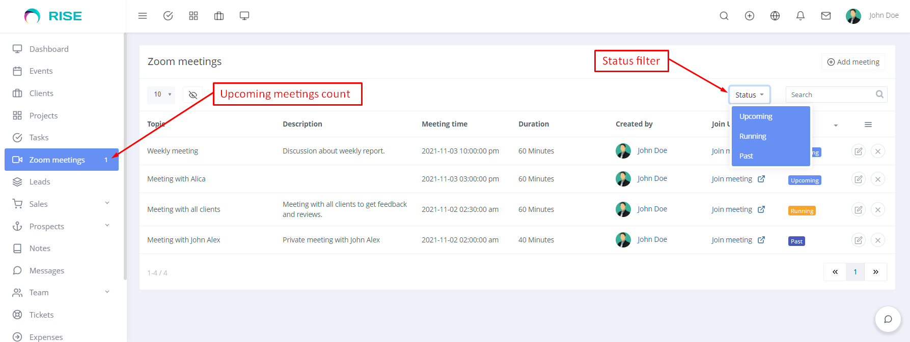 Zoom Integration for RISE CRM by ClassicCompiler | CodeCanyon