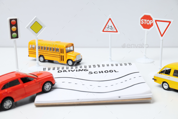 Driving school and driving lessons concept, education concept Stock ...