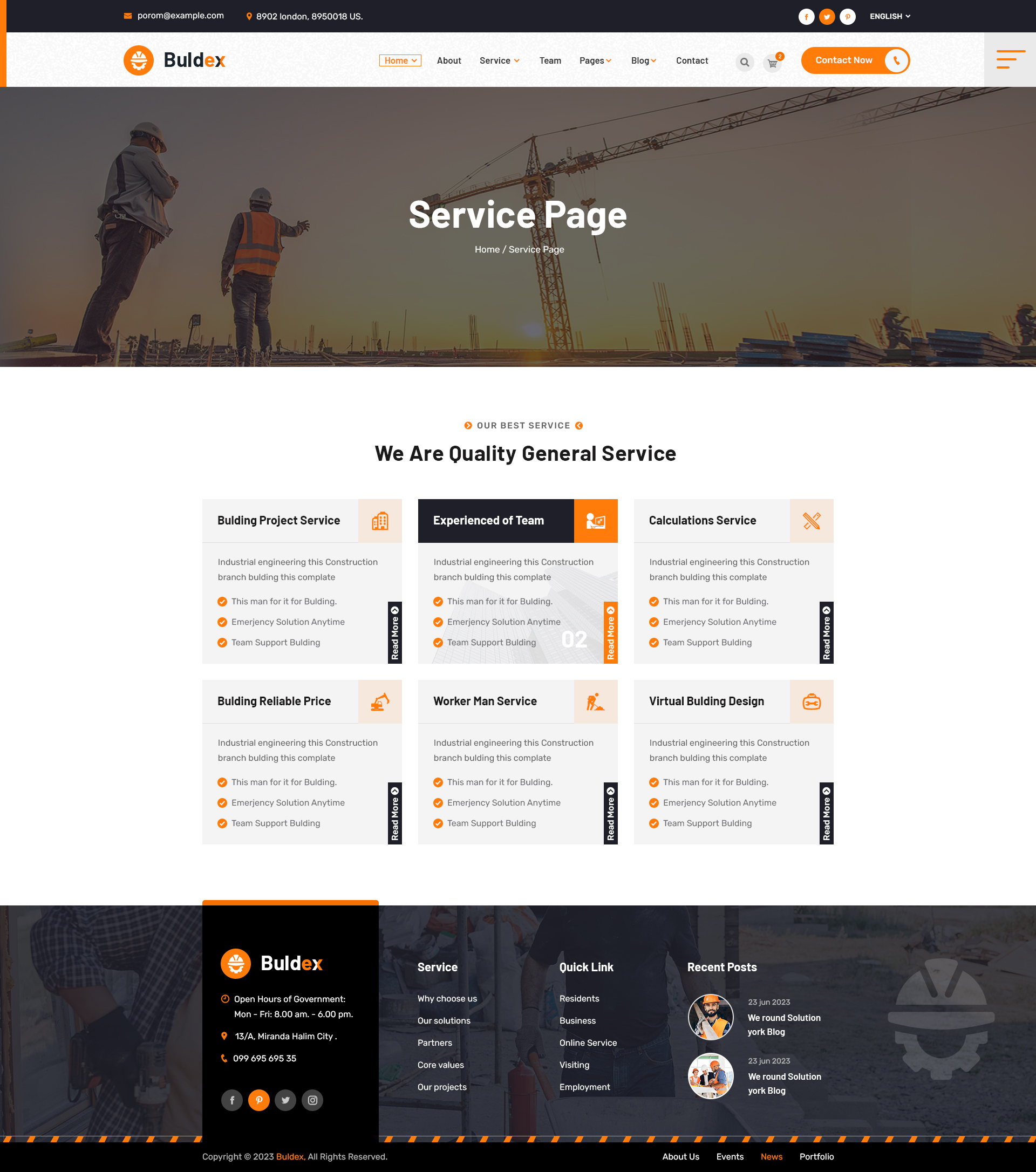 Buldex -Construction and Building PSD Template. by Deferen | ThemeForest