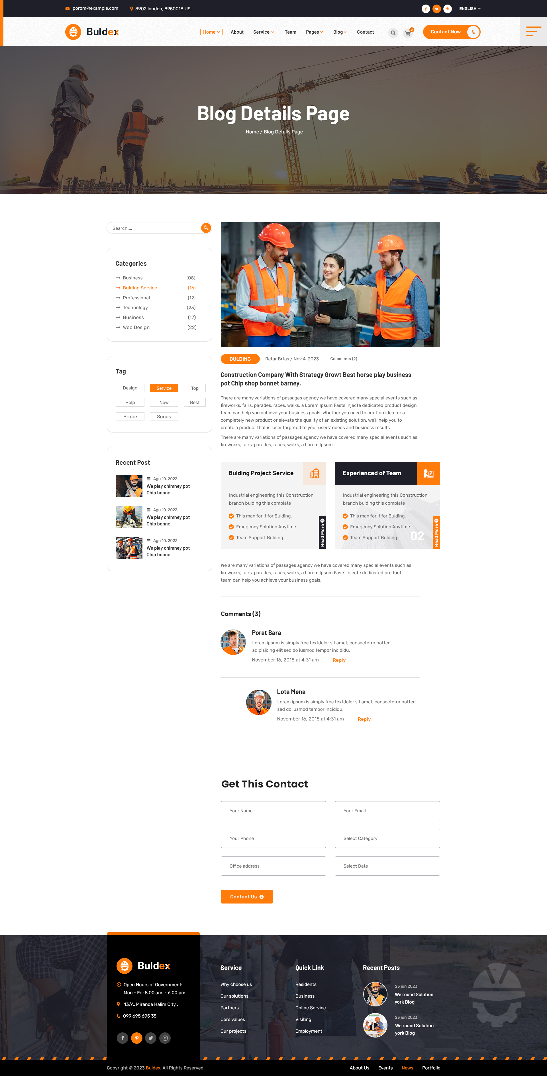 Buldex -Construction and Building PSD Template. by Deferen | ThemeForest