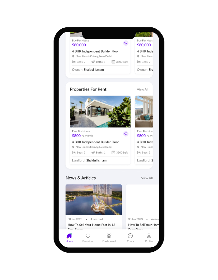 Rentpro-House, Property Rental & Selling Flutter App UI Kit by Acnoo
