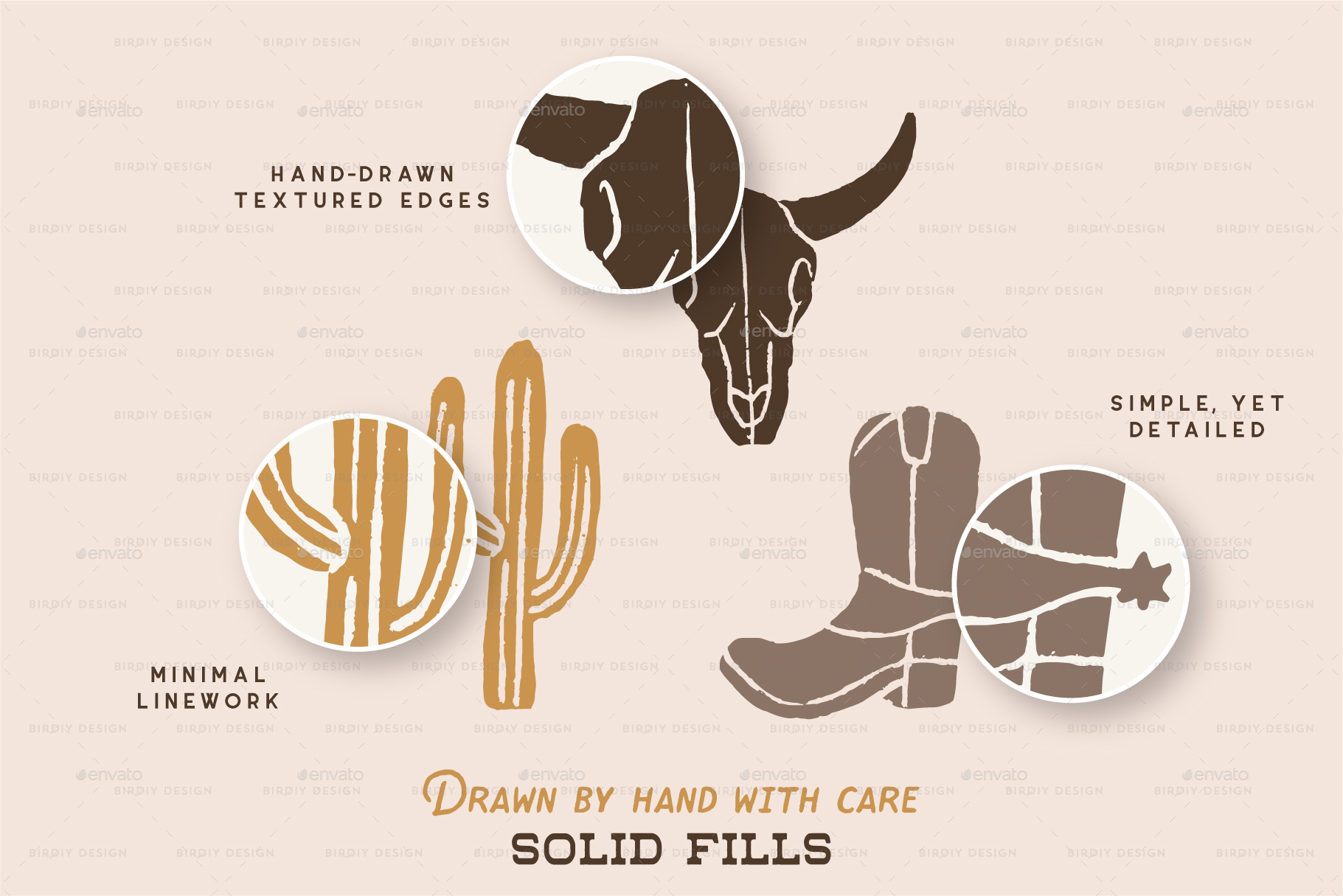 Desert Icons Hand Drawn Graphics Set, Icons | GraphicRiver