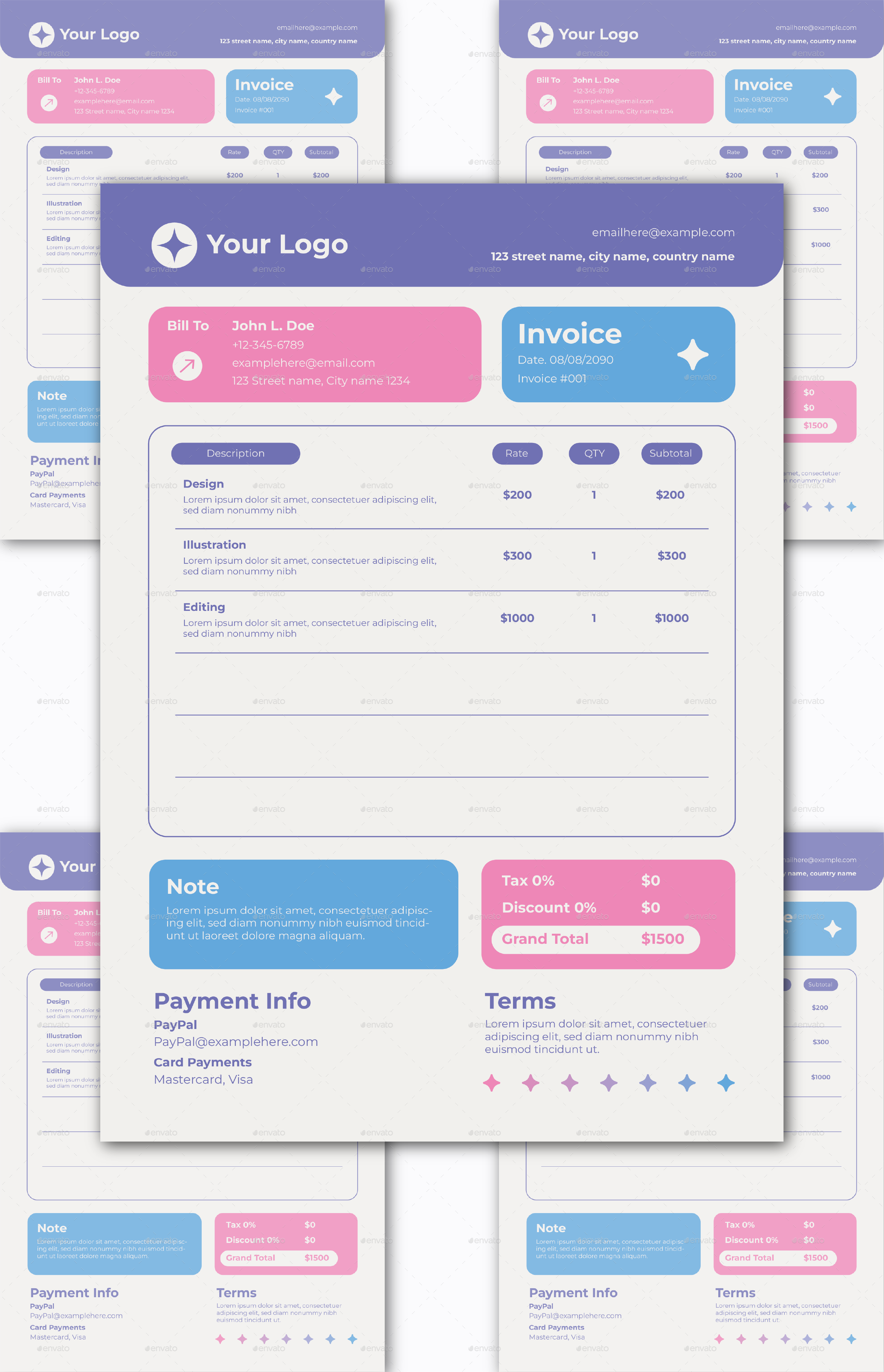 Clean Pastel Invoice, Print Templates | GraphicRiver