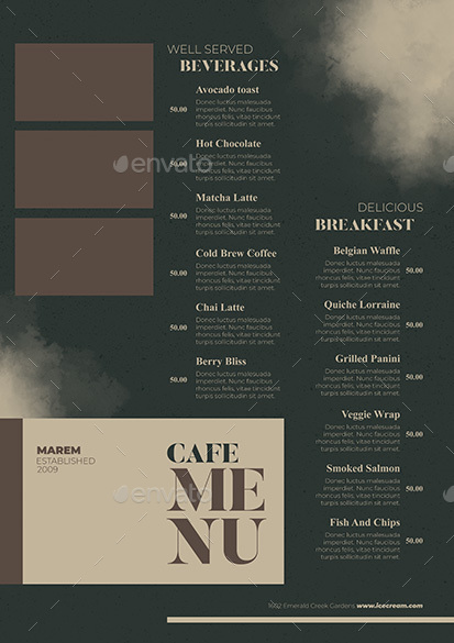 Dark Cafe Menu, Print Templates | GraphicRiver