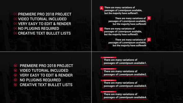 Modern Text Bullet Lists, Premiere Pro Templates | VideoHive