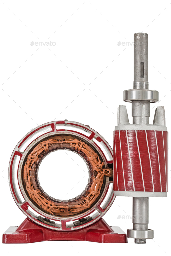 Rotor and stator of electric motor, isolated on white background Stock ...