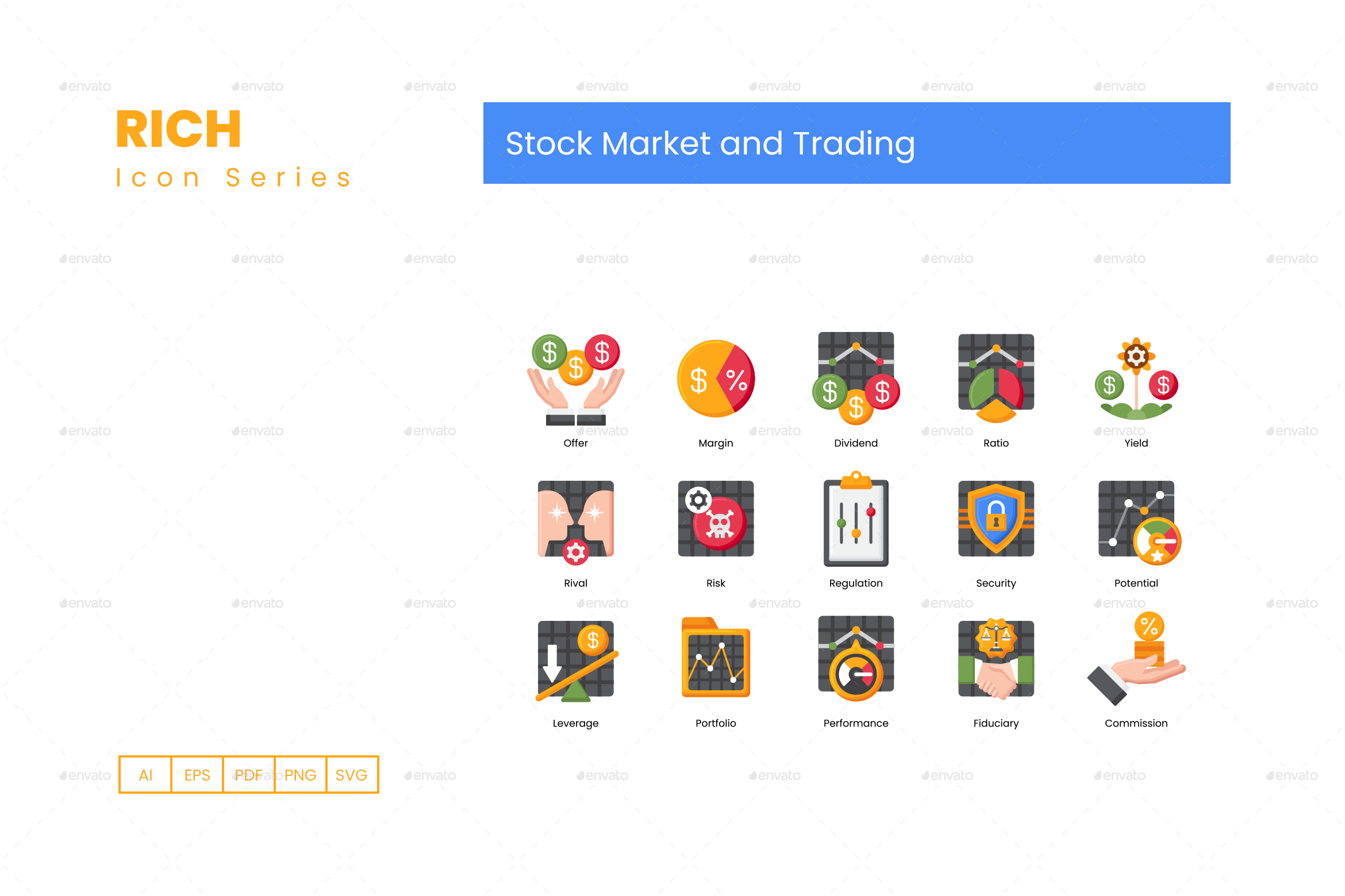 70 Stock Market and Trading Icons | Rich Series, Icons | GraphicRiver