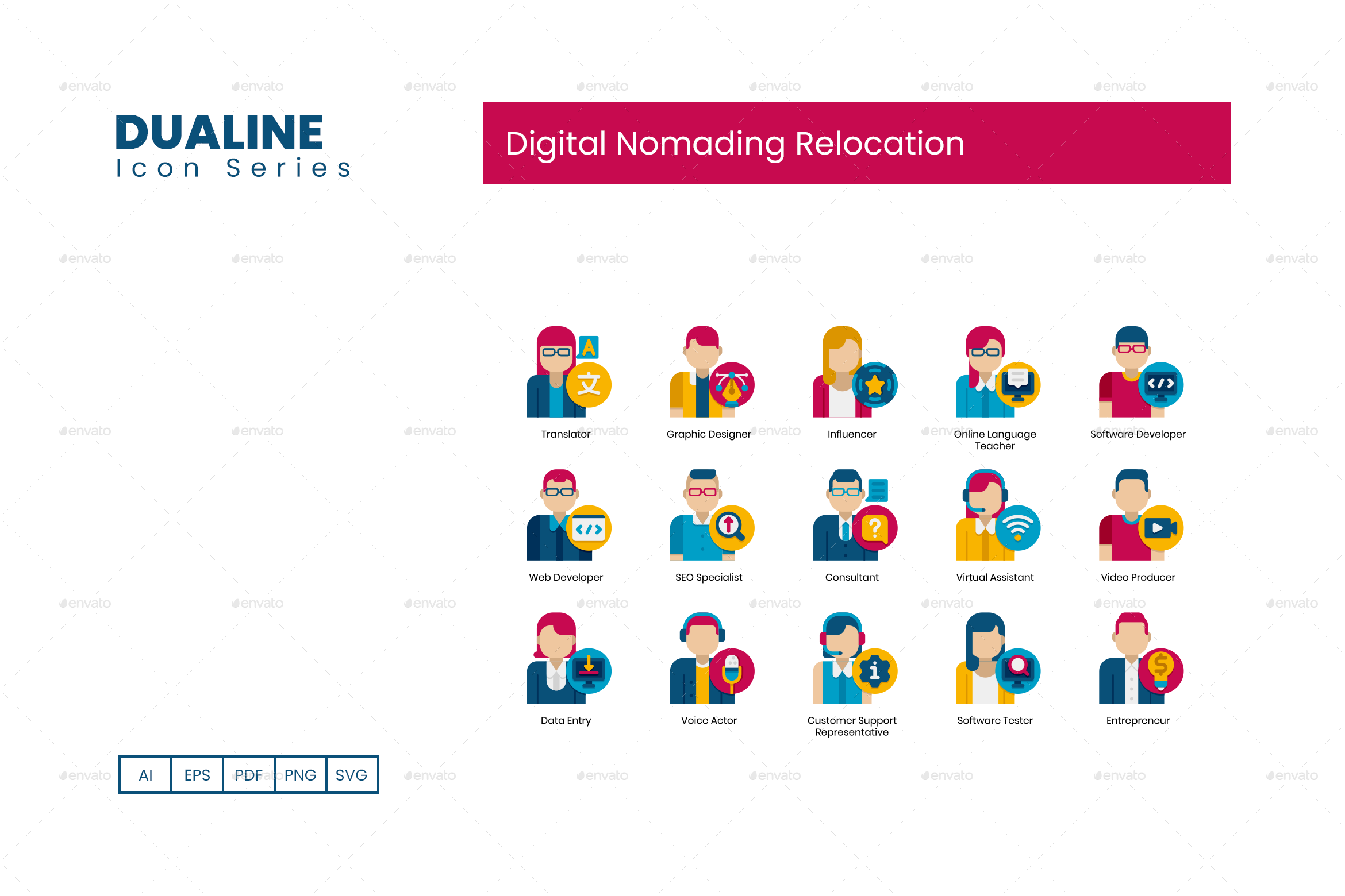 90 Digital Nomading Relocation Icons | Dualine Flat Series, Icons ...
