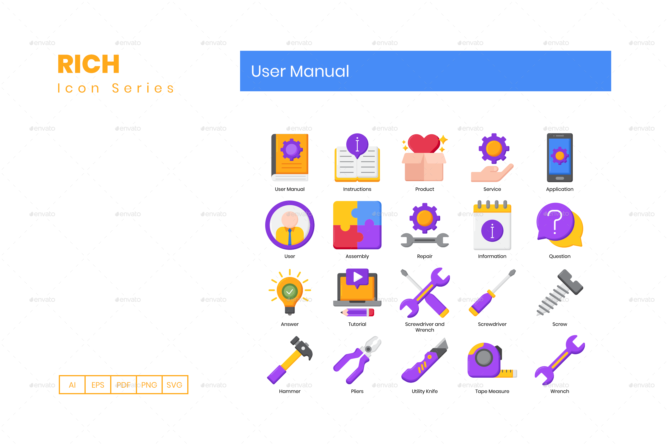 60 User Manual Icons | Rich Series, Icons | GraphicRiver