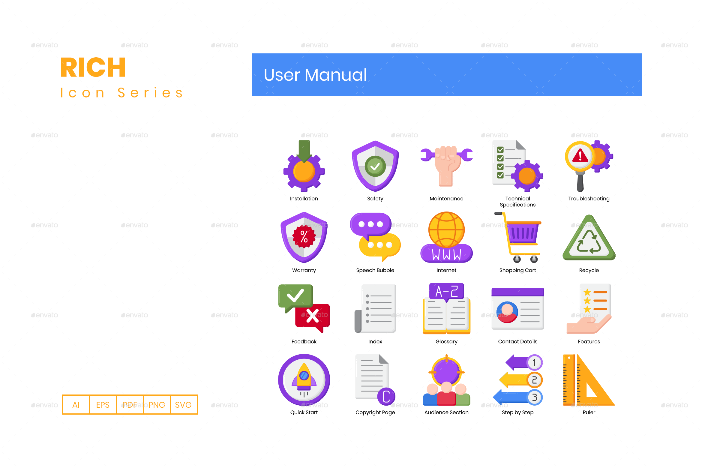 60 User Manual Icons | Rich Series, Icons | GraphicRiver