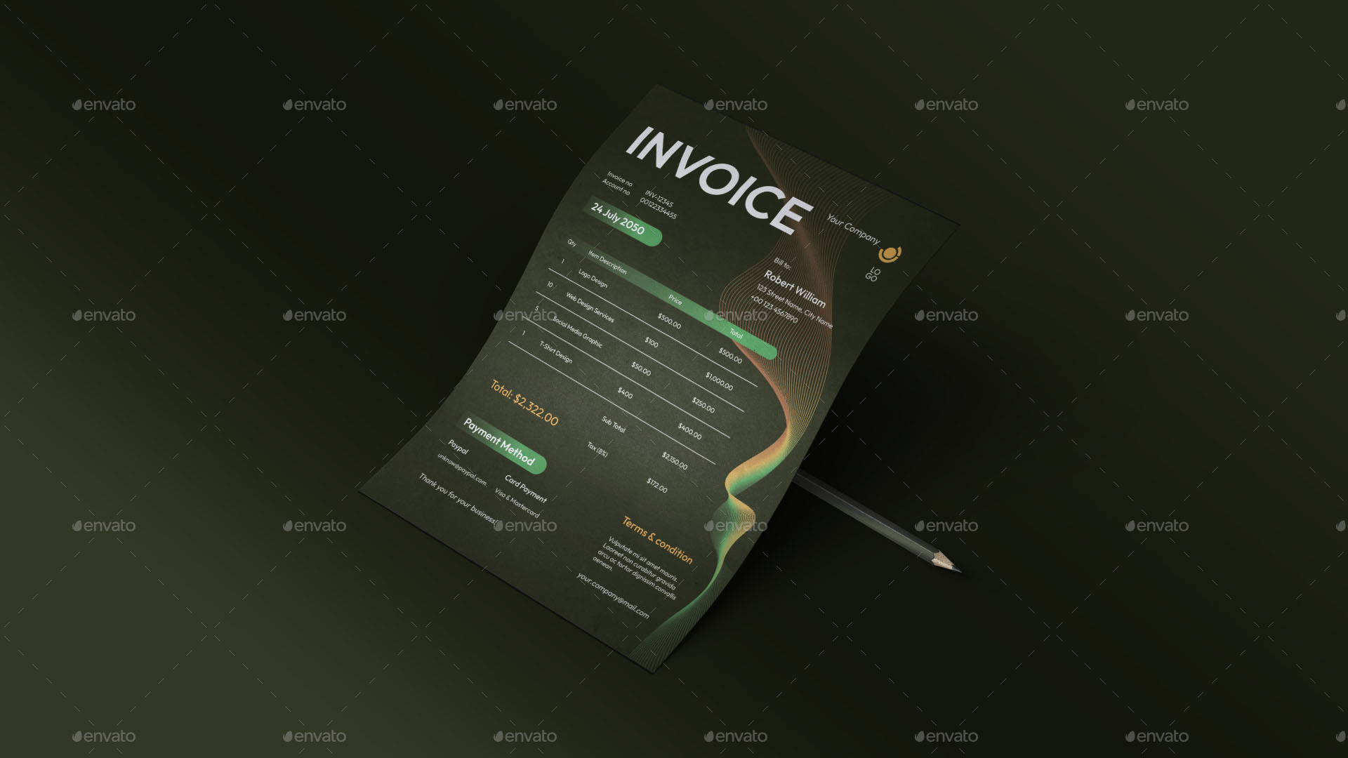 Gradient Elegant Futuristic Invoice, Print Templates | GraphicRiver