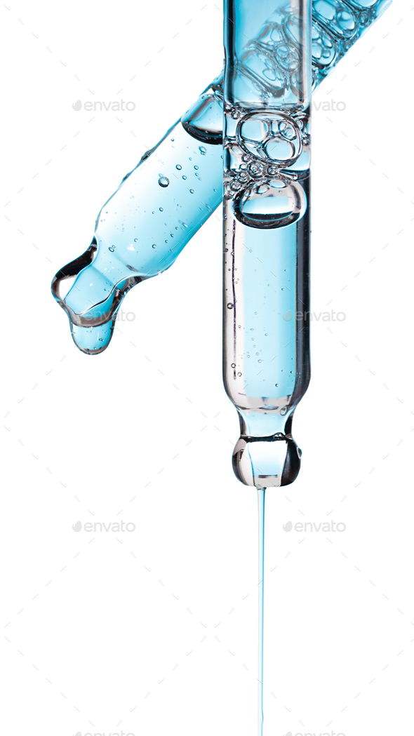 Set pipette serum blue drop with clear liquid niacinamide, hyaluronic ...