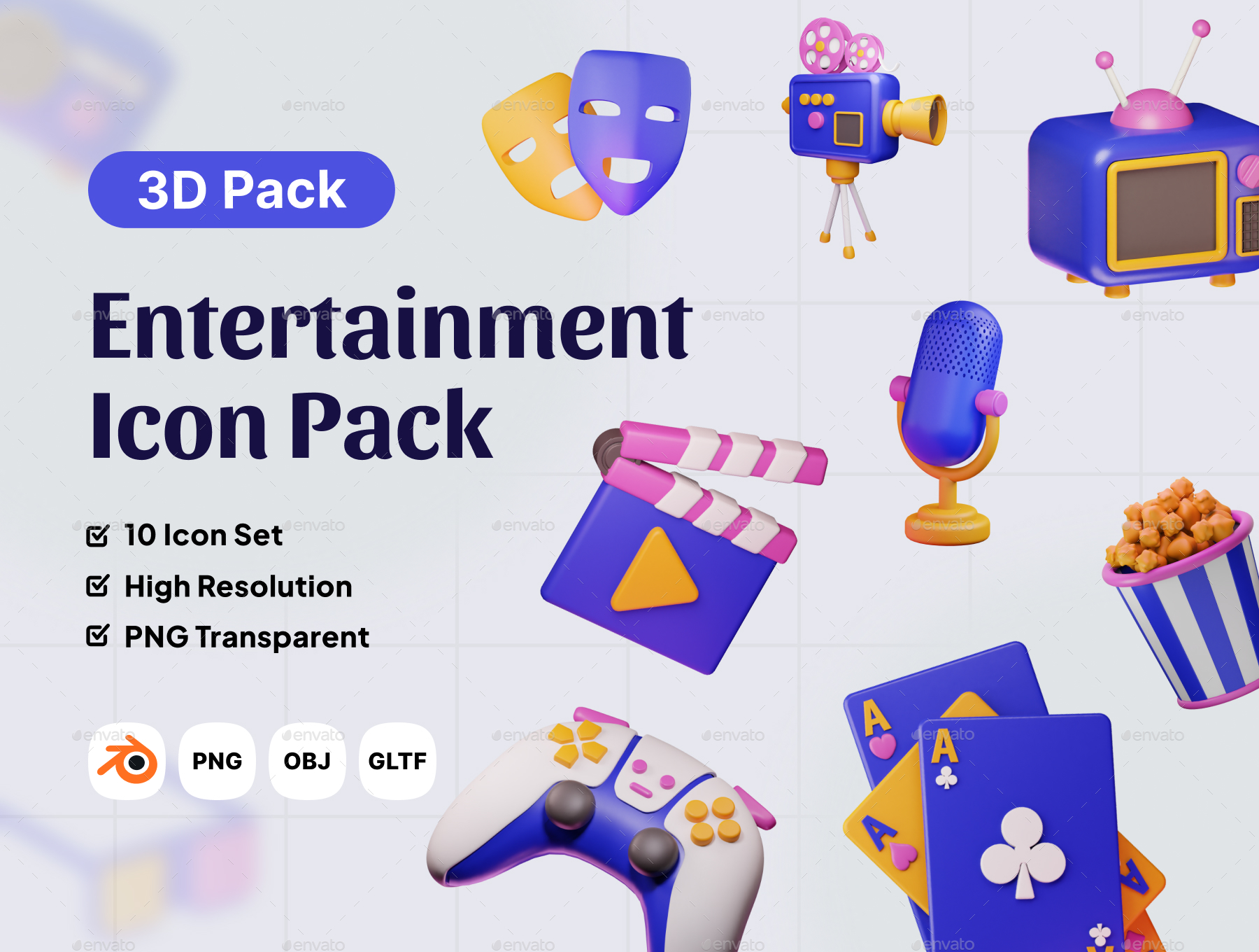 Entertainment 3D Icon Pack, Graphics | GraphicRiver