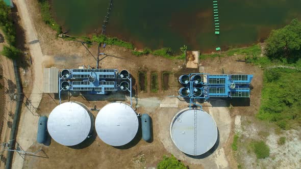 Aerial drone top view of tank water storage station, Stock Footage