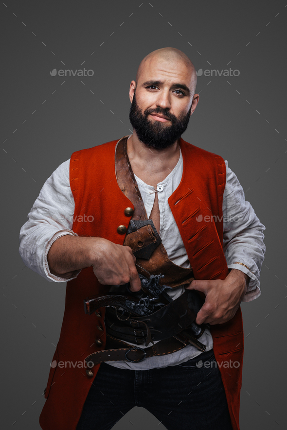 Handsome Bald Pirate with a Black Beard Stock Photo by fxquadro | PhotoDune